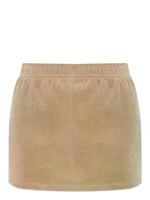 Alexander Wang Rhinestone-embellished Embossed-logo Mini Skirt - Neutrals