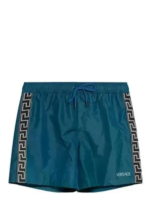 Versace Patterned-stripe Swim Shorts - Blue