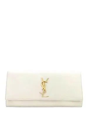 Saint Laurent Classic Monogram Long Clutch Bag - White