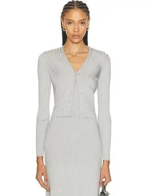 Adam Lippes Greer Metallic Cardigan - Silver