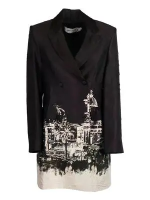 SHIRTAPORTER Double-breasted Printed Blazer Dress - Black