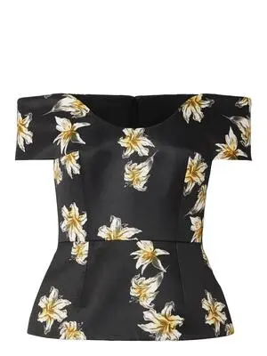 EMILIA WICKSTEAD Souline Off-the-shoulder Floral-print Bustier Top - Black