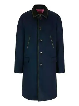 Marni Contrast Collar Logo-patch Coat - Blue