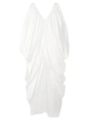 ABADIA Draped Silk-satin Gown - Neutrals