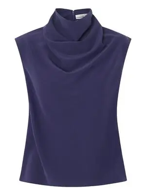 Another Tomorrow Draped Silk-crepe Blouse - Blue