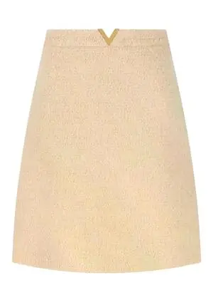 Valentino Garavani V-Shaped Detail Mini Skirt Neutrals