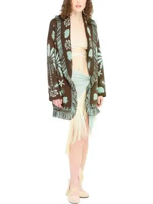 Alanui Echoes Of The Island Fringed Cardigan-coat - Brown