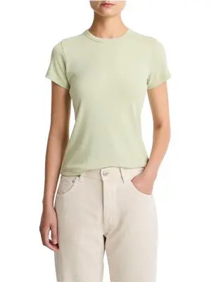Vince Pima Cotton-blend 90s Shrunken T-shirt - Natural
