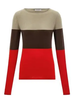 SALVATORE FERRAGAMO Color Block Virgin Wool Top