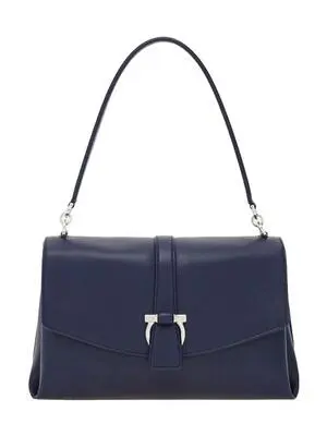 FERRAGAMO Front Flap Shoulder Bag - Navy