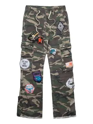 GODSPEED Patchwork Flared Cargo Pants - Multicolor