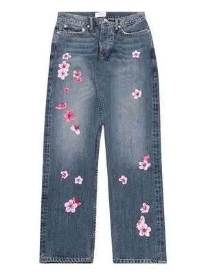 Rhude Blossom Embroidered Denim - Blue