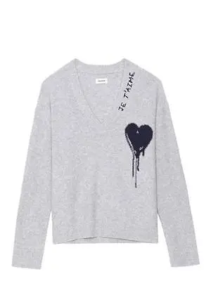 Zadig&Voltaire Heart-intarsia Cashmere Jumper - Gris Chine Clai