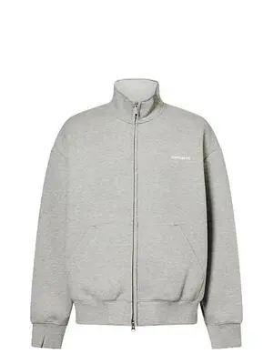Carhartt Work In Progress Alda Zip-up Funnel-neck Cotton-blend Sweatshirt - Grey Heather / White