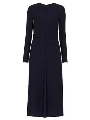 Whistles Ruched Stretch-jersey Midi Dress - Navy