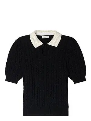 Sandro Embellished-collar Cable-knit Jumper - Black