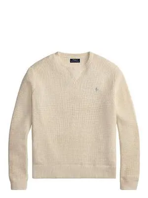 Polo Ralph Lauren Waffle Logo-embroidered Jumper - Cream