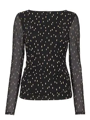 Whistles Spot Long-sleeve Stretch-mesh Top - Black
