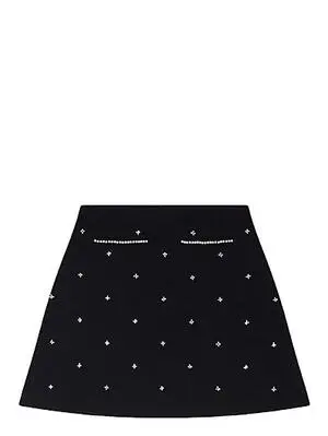 Sandro Rhinestone-embellished Knitted Mini Skirt - Black