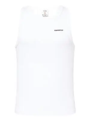Casablanca Logo-embellished Ribbed Tank Top - White