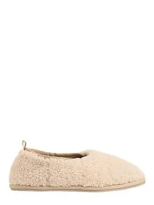 Whistles Shearling Ballet Slippers - Cream