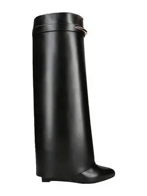 Givenchy Shark 95 Knee-high Leather Boots - Black