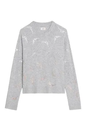 Zadig&Voltaire Rhinestone-embellished Cashmere Jumper - Gris Chine Clai
