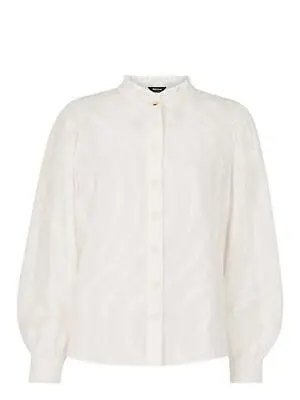 Whistles Animal-textured Stand-collar Woven Shirt - Cream