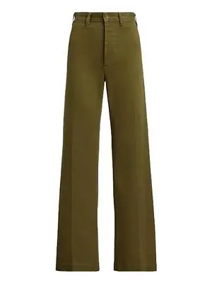 Polo Ralph Lauren Flared High-rise Stretch-cotton Trousers - Olive