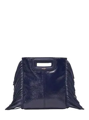 Maje Mini M Branded Leather Bag - Navy