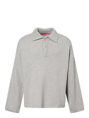 THE ELDER STATESMAN Dume Rugby Collar Cashmere Jumper - Silver
