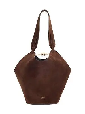 Khaite Lotus Mini Leather Tote Bag - Dark Brown