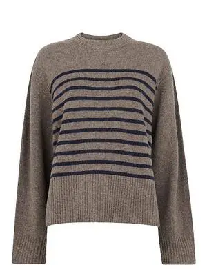 Whistles Striped Wool Jumper - Cream