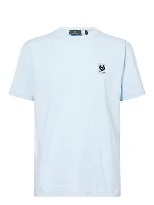 Belstaff Brand-patch Crewneck Cotton T-shirt - Sky Blue