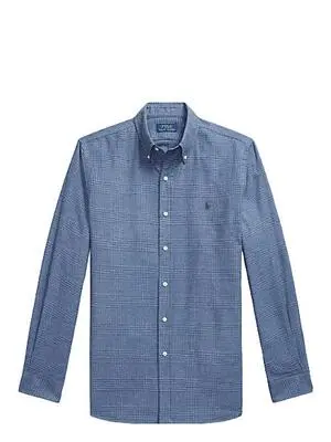 Polo Ralph Lauren Logo-embroidered Custom-fit Plaid Shirt L Blue