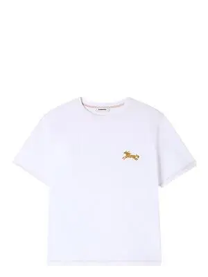 Sandro Horse-embroidered Cotton T-shirt - White