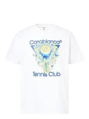 Casablanca Tennis Club Icon Printed Cotton T-shirt - White