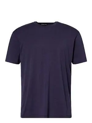 TOM FORD Short-sleeve Lyocell And Cotton-blend T-shirt 44 Navy Blazer