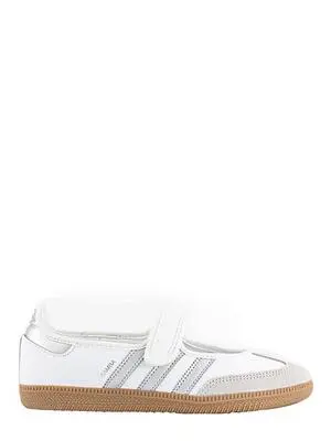 Adidas Samba Leather Mary Jane Shoes - White Silver Metallic Gu