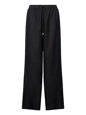 Seafolly Palermo Wide-leg Linen-blend Trousers - Black Pearl