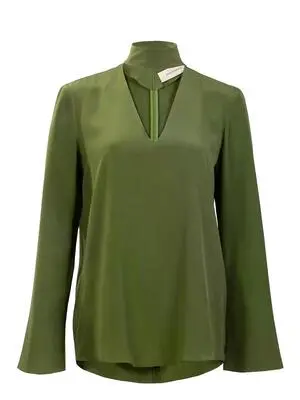 Silvia Tcherassi Kelsey Funnel-neck Blouse - Green