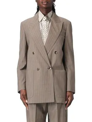 Max Mara Striped Double-breasted Jacket - Beige