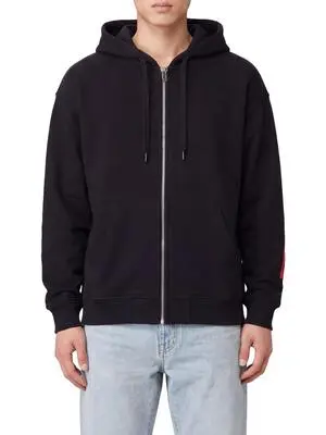 DIESEL® Full Zip Hoodie With Graphic Detail - Black