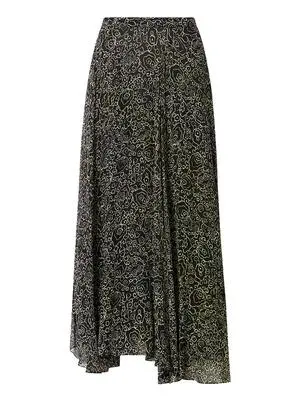 MARANT ETOILE Lycia Floral-print Midi Skirt - Black