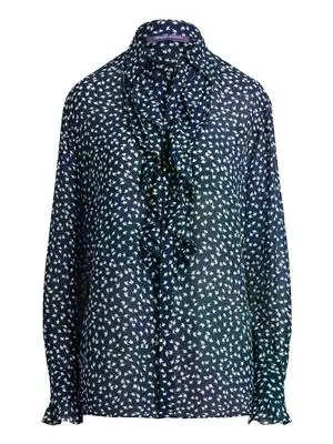 Ralph Lauren Ruffle-trim Geometric-print Addison Shirt - Blue
