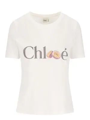 Chloé Logo Cotton T-shirt - White