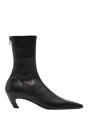 Khaite Arizona Leather Ankle Boots - Black