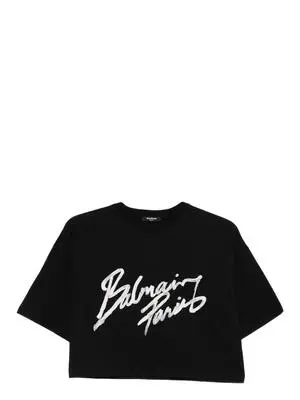 Balmain Logo Cotton T-shirt - Black