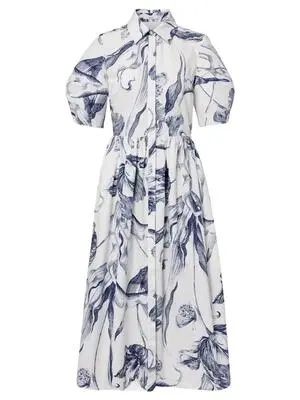 Erdem Floral Print Short Sleeve Dress - White