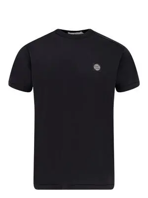 Stone Island Logo Cotton T-shirt - Black